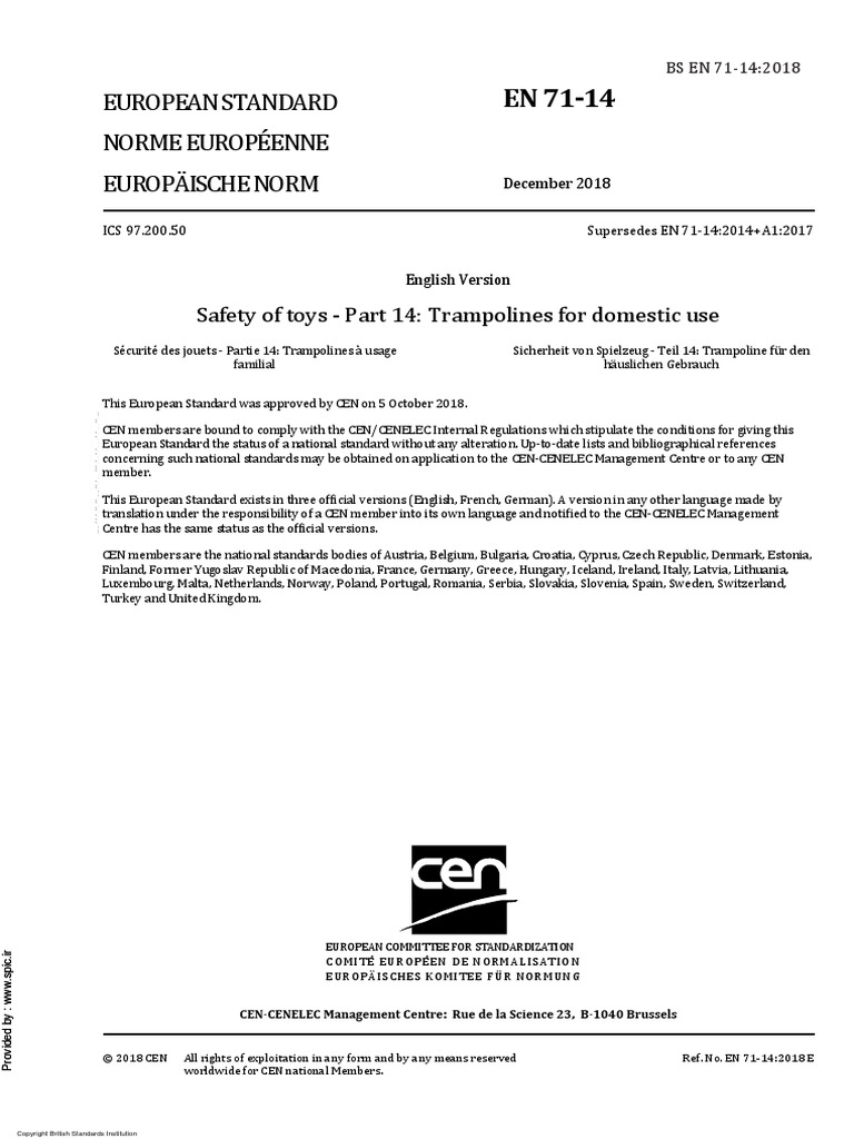 BS EN 71-14.2018 | PDF