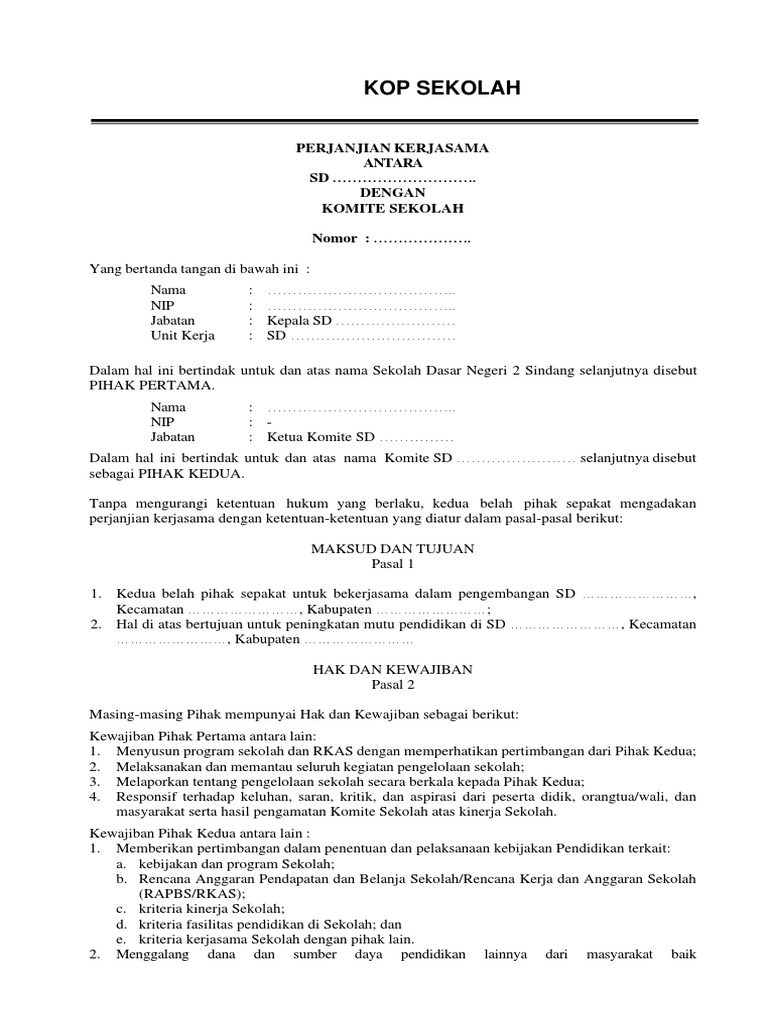 Contoh MoU SD-Komite | PDF | Karier & Perkembangan
