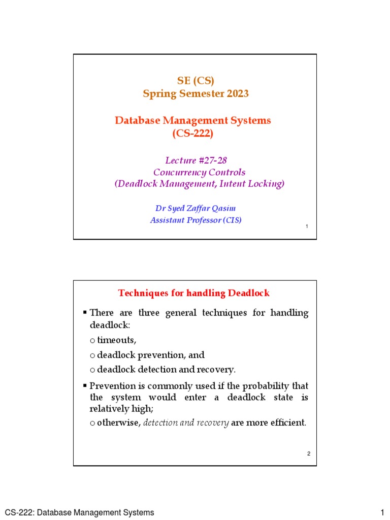 DBMS Lecture27 28 - SZQ | PDF