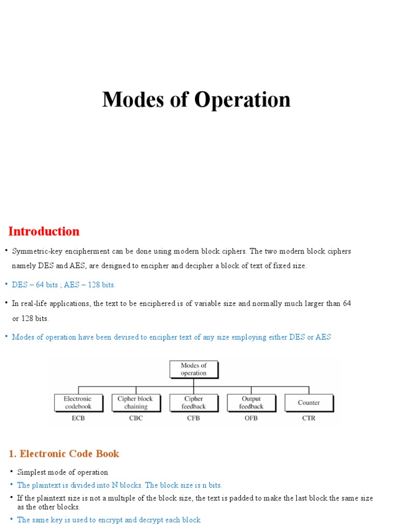 Modes of Operation | PDF | Cipher | Security