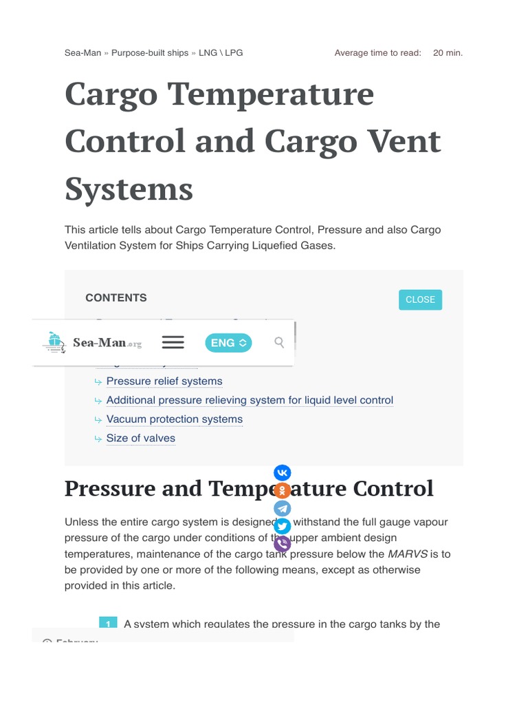 Cargo Ventilation System On Liquefied Gas Carriers | PDF | Valve | Pressure