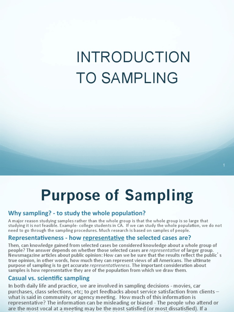 Introduction To Sampling | PDF | Sampling (Statistics) | Methodology Introduction To Sampling | PDF | Sampling (Statistics) | Methodology