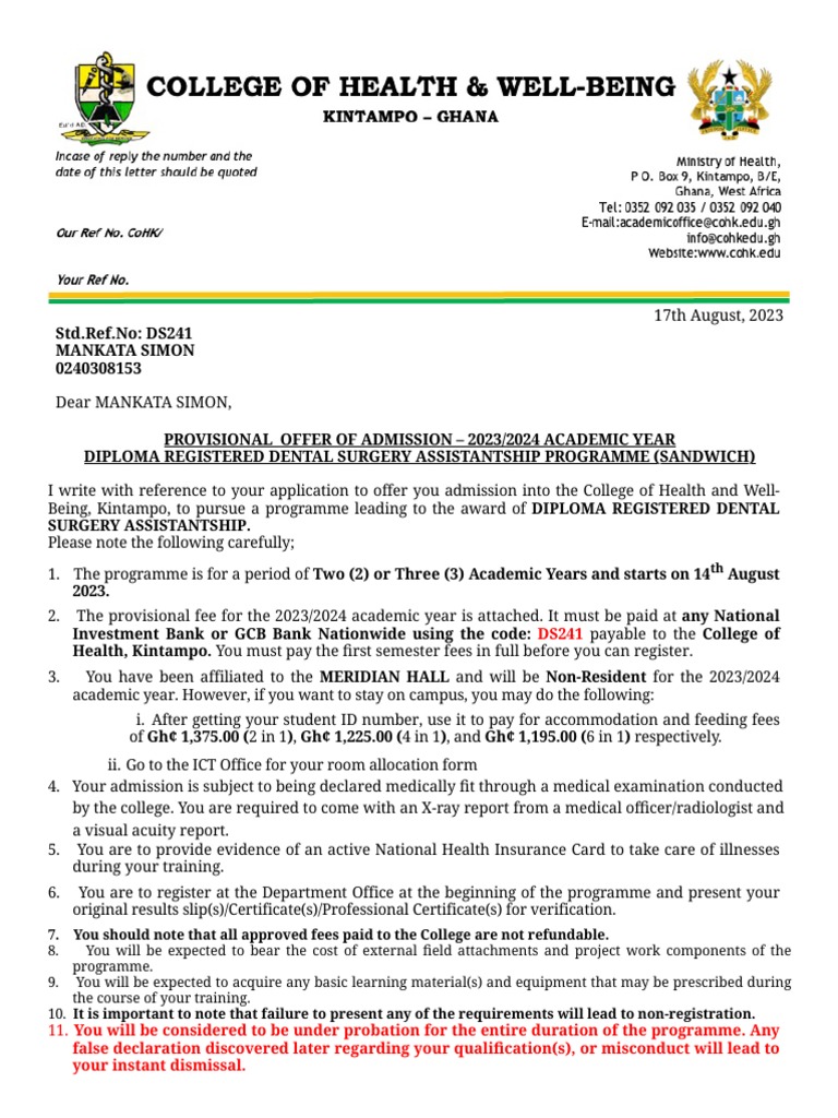 COHK - Admissions | PDF