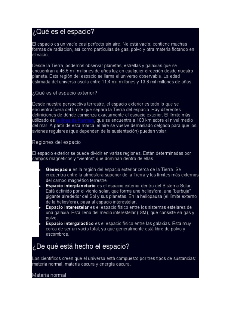 Qué Es El Espacio | PDF | Materia oscura | Espacio exterior