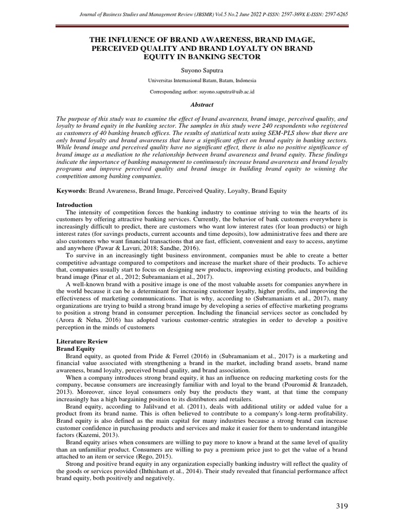 The Influence Of Brand Awareness Brand Image Perceived Quality And