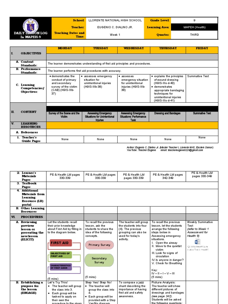 Q3 DLL-HEALTH9-Week1 | PDF | First Aid