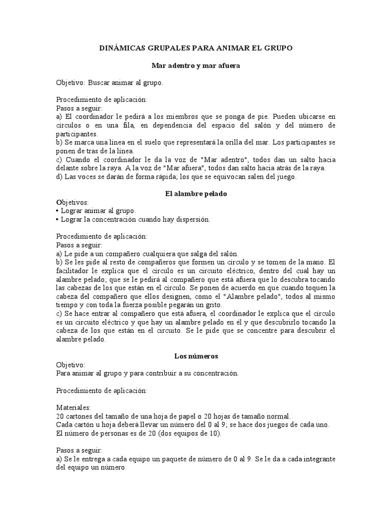 Dinámicas Grupales para Animar | PDF