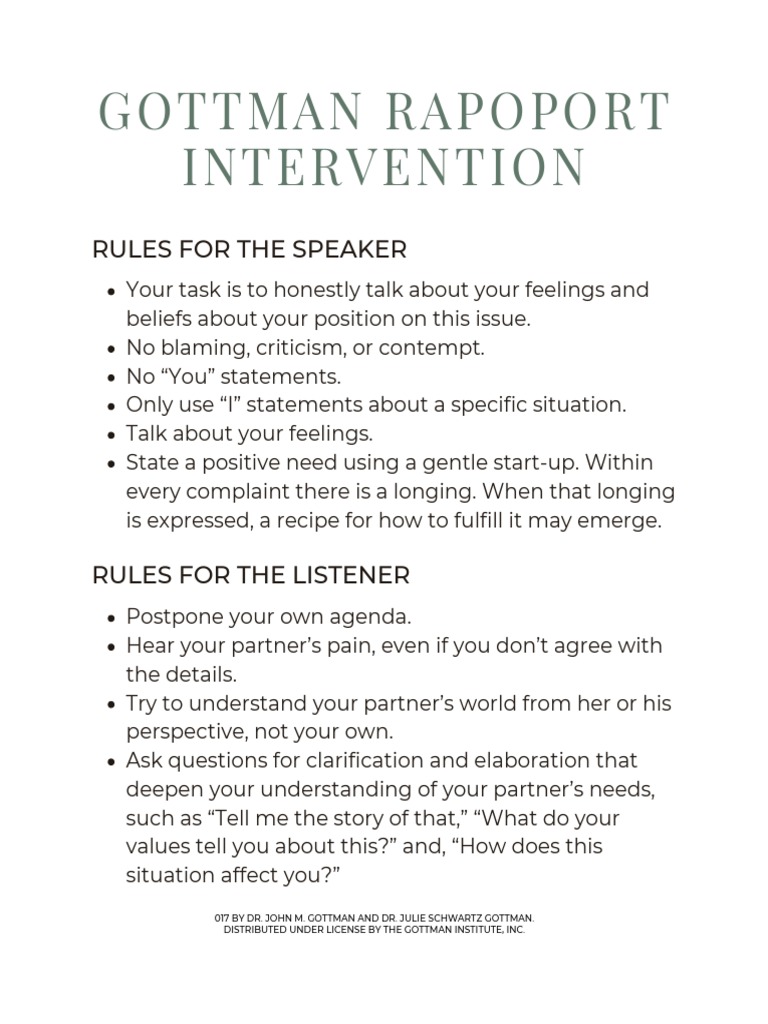 Gottman Rapoport Worksheet | PDF | Behavioural Sciences | Cognition