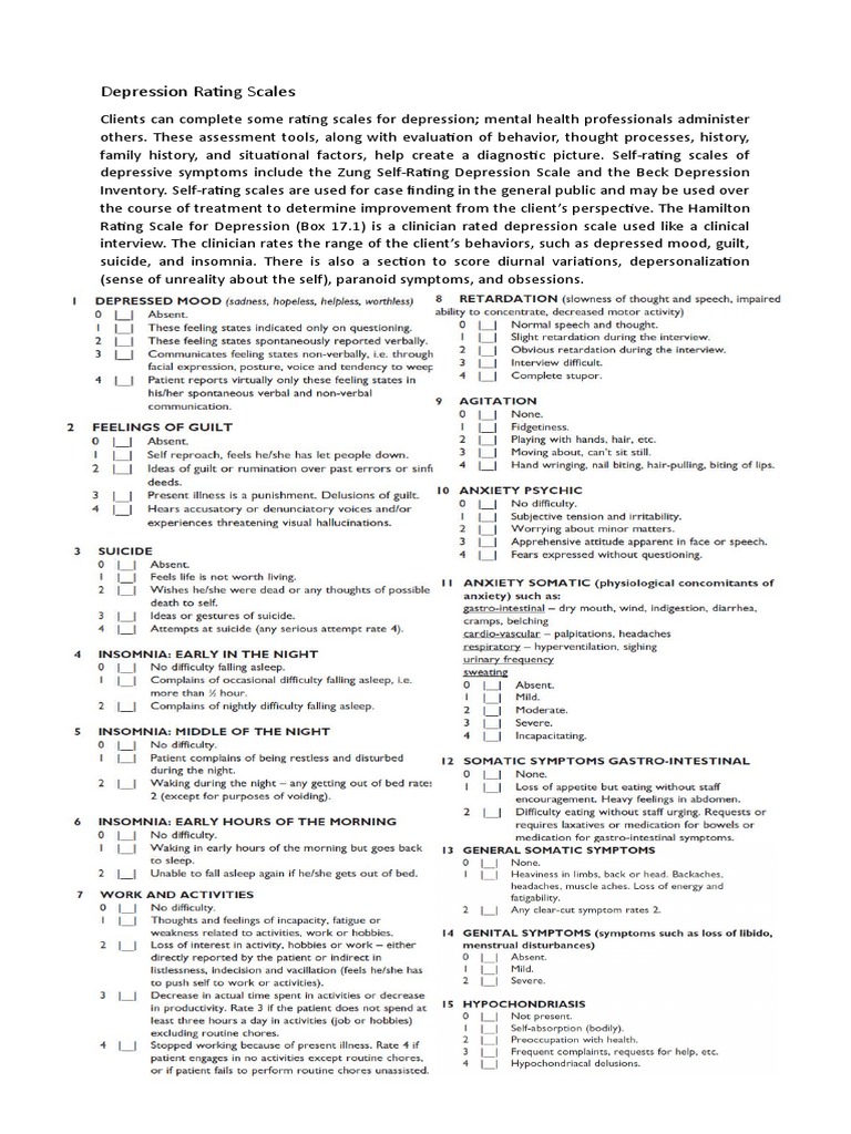 Depression Rating Scales | PDF | Major Depressive Disorder ...