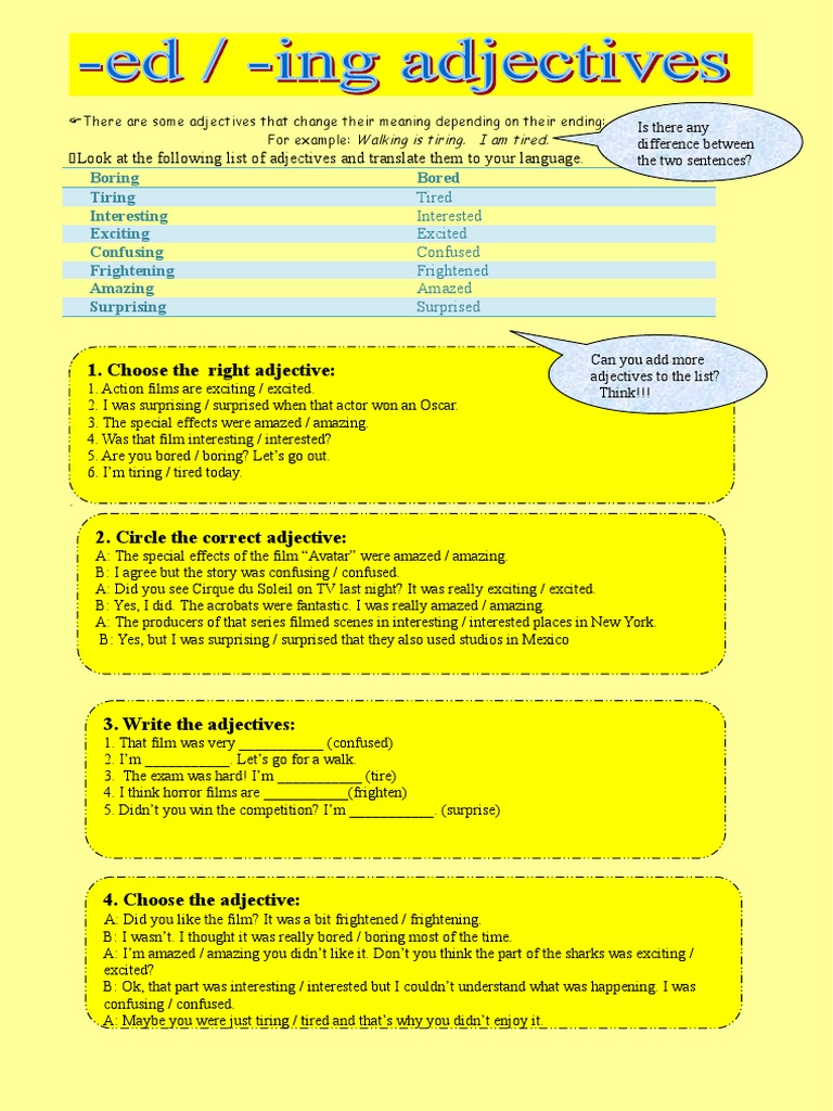 Ed Ing Adjectives 10511 | PDF
