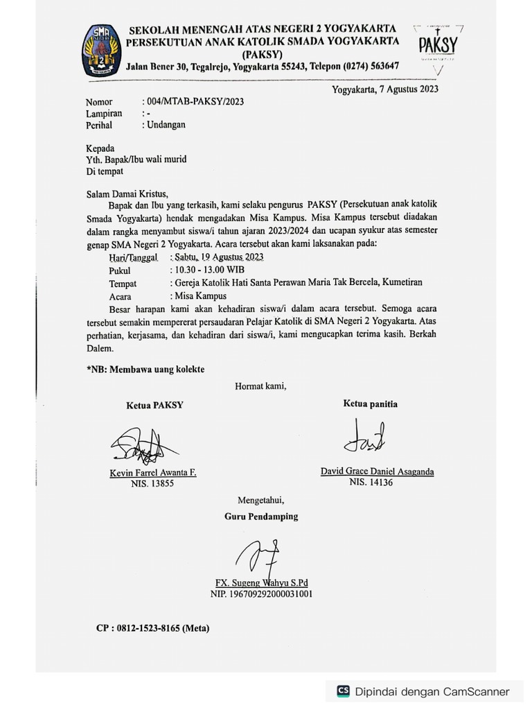 Undangan Misa Kampus | PDF