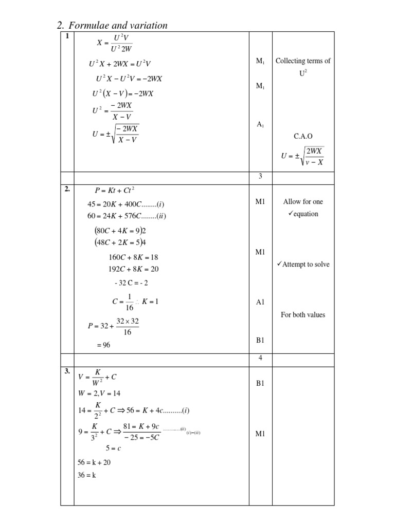 Formulae and Variations in Mathematics | PDF | Teaching Methods & Materials