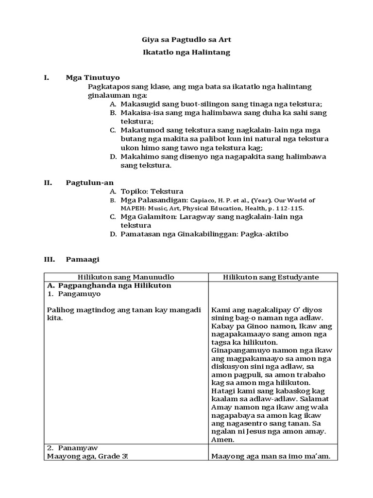 Giya Sa Pagtudlo Sa Art | PDF