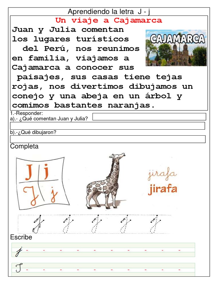 APRENDO LA LETRA J,j | PDF