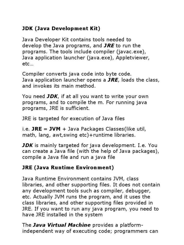 Jdk Is Mainly Targeted For Java Development Ie You Pdf Class Computer Programming