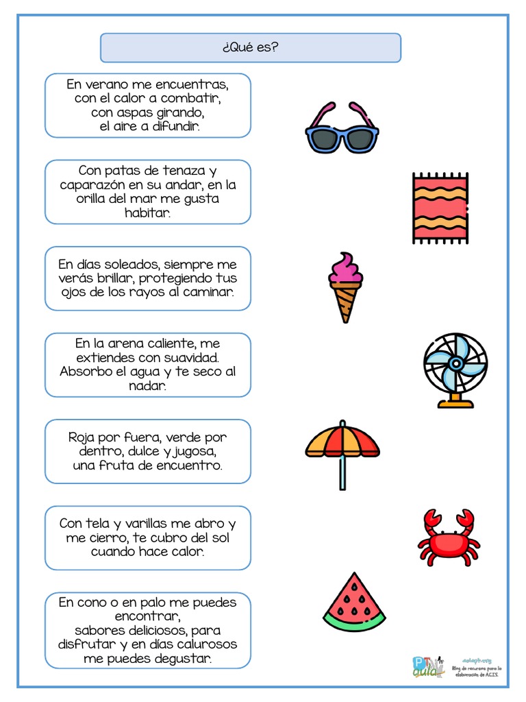 Adivinanzas Veraniegas | PDF