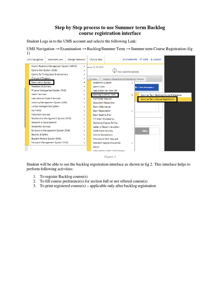 Snapshots For Summer Term Registration - INR | PDF