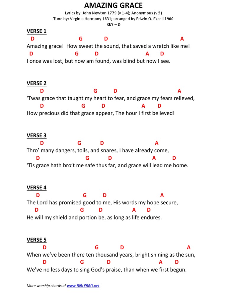Amazing Grace Key D | PDF
