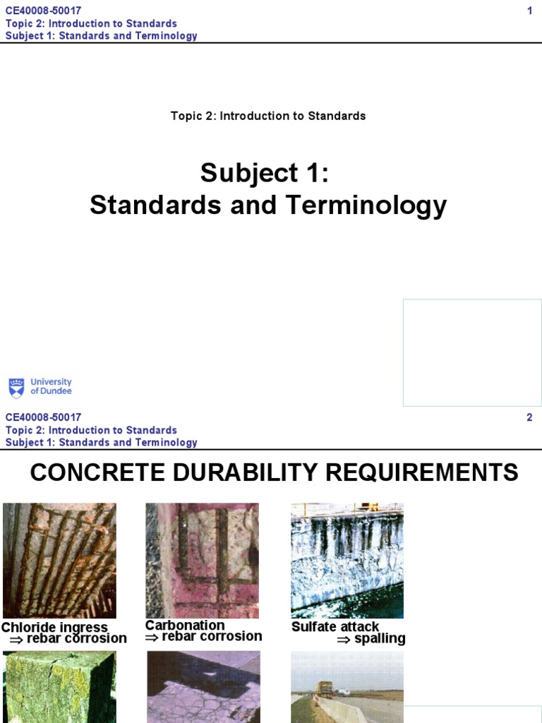 CE40008 - 50017 - T2S1 - Standards and Terminology | PDF | Concrete | Cement