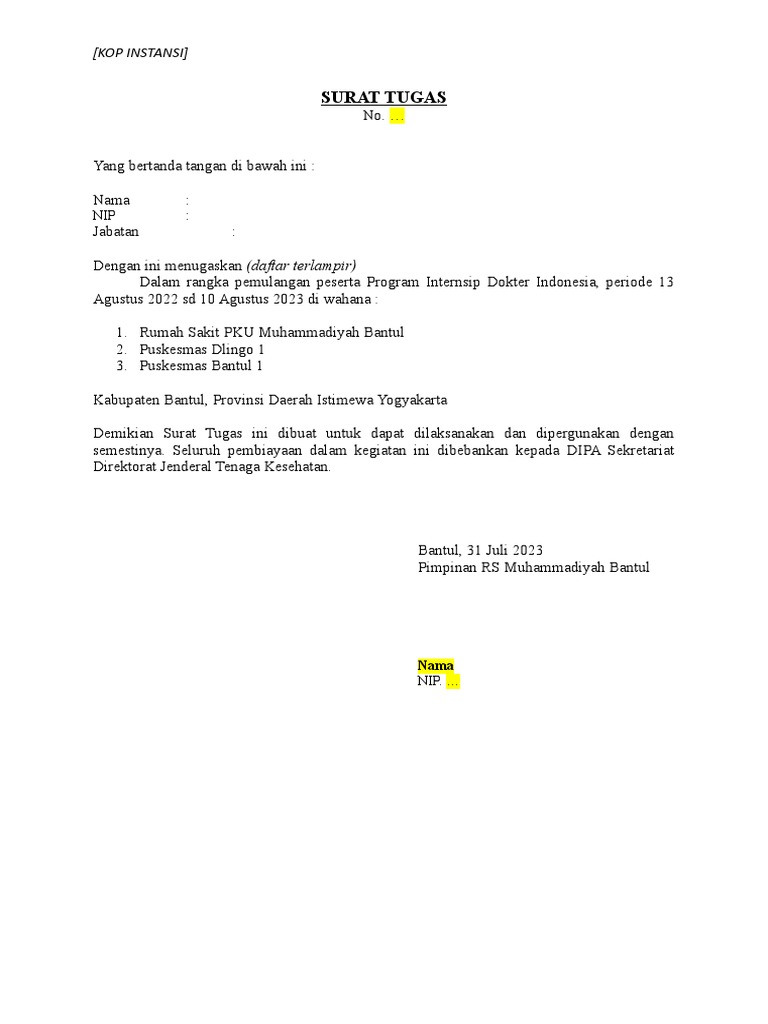 (FORMAT) Surat Tugas Pemulangan | PDF