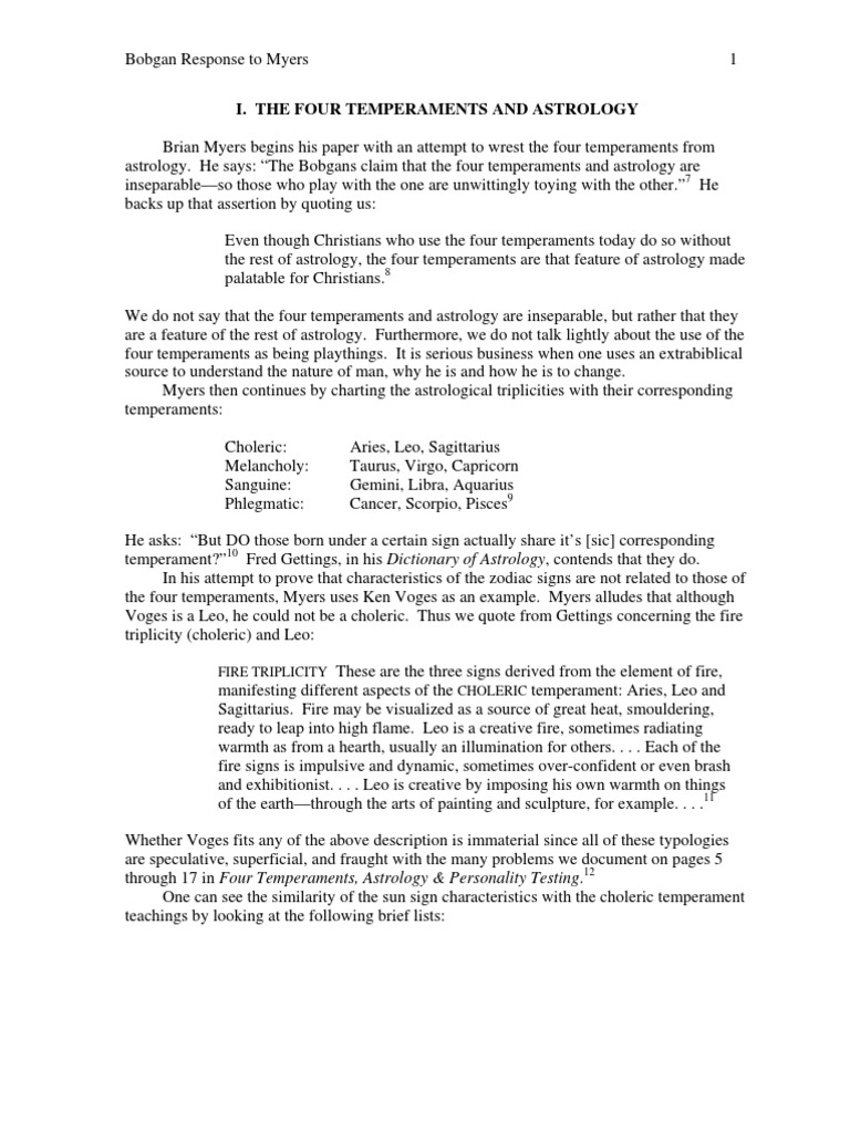 I. The Four Temperaments and Astrology: Fire Triplicity Choleric ...