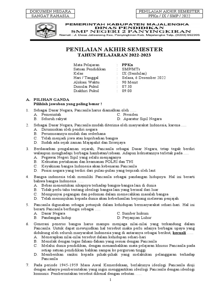 PAS PPKN 9 2022 | PDF
