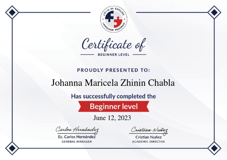 Beginner Certificate | PDF