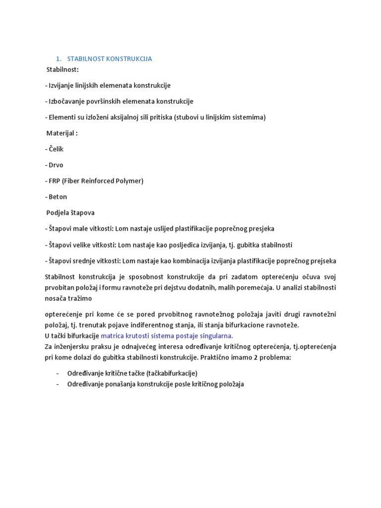 Stabilnost Konstrukcija | PDF