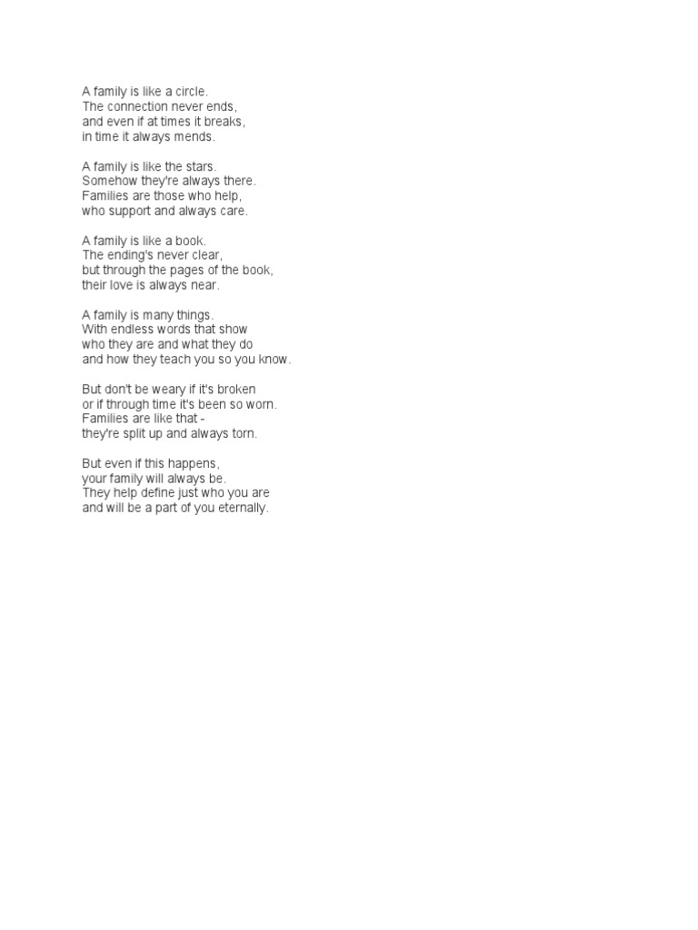 Family is Like a Circle Poem | PDF