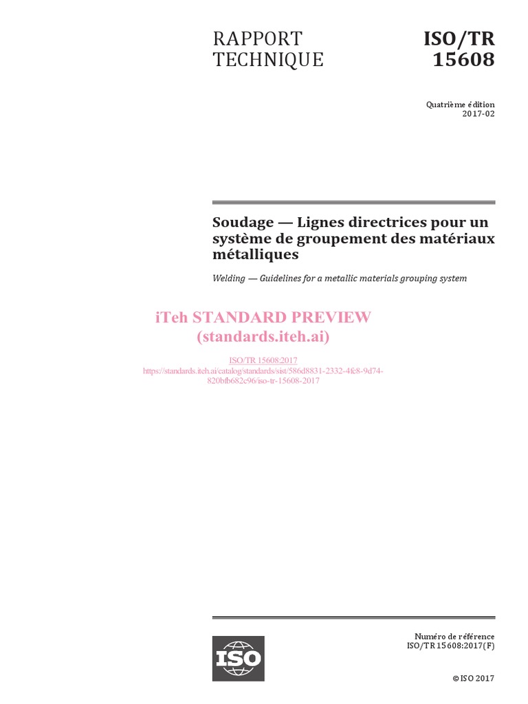 Iso TR 15608 2017 | PDF | Organisation internationale de normalisation ...