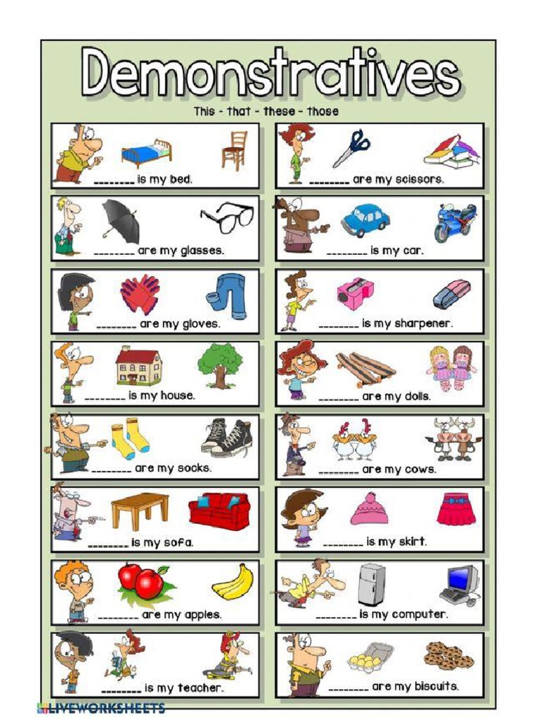 2 Oraciones Con Adjetivos Demostrativos