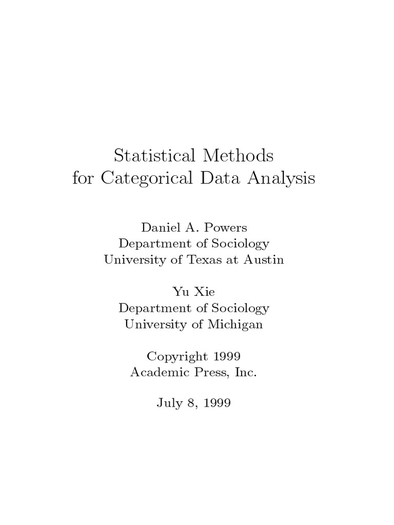Statistical Methods For Categorical Data Analysis | PDF | Analysis | Cybernetics