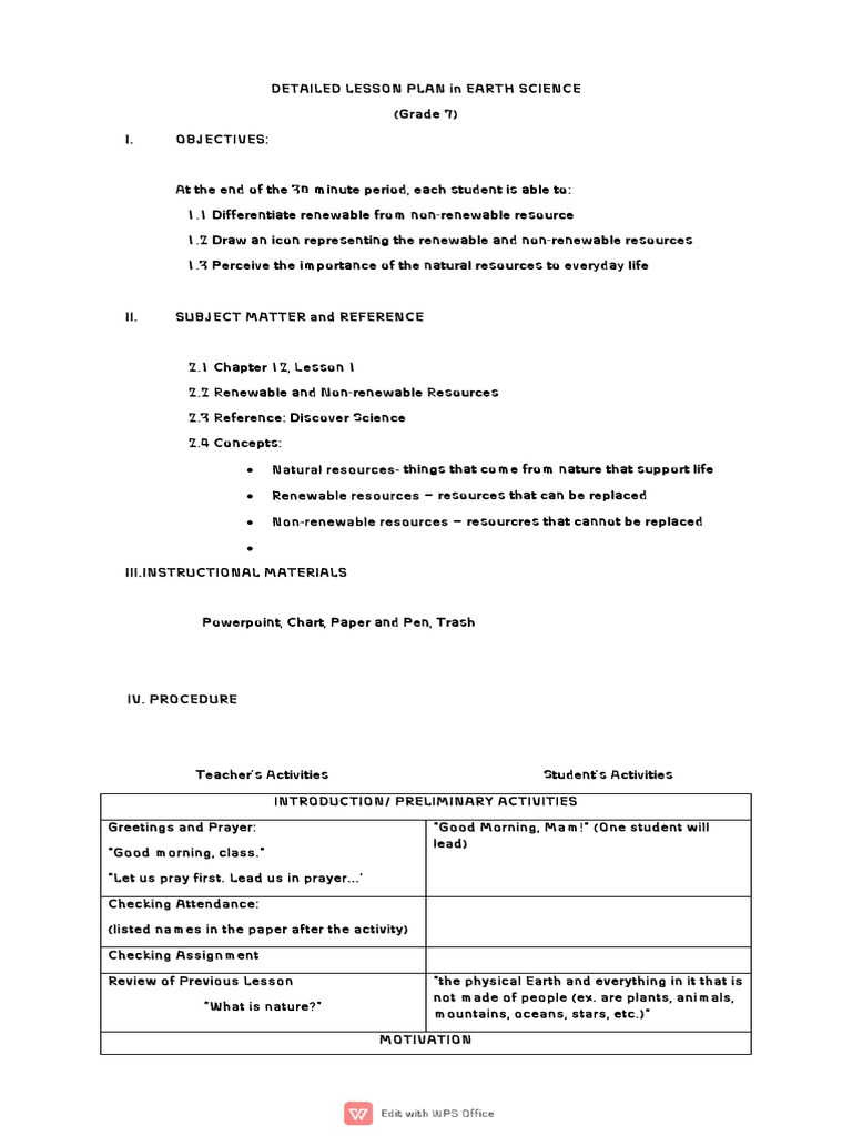 DETAILED LESSON PLAN in EARTH SCIENCE GR | PDF