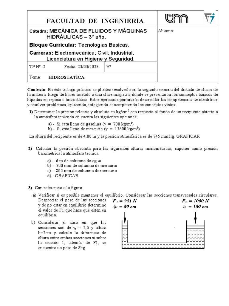 TP n2 - Hidrostatica | PDF