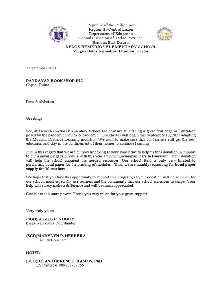 DLRES-Brigada-Sol.Letter-Pandayan-2021 | PDF