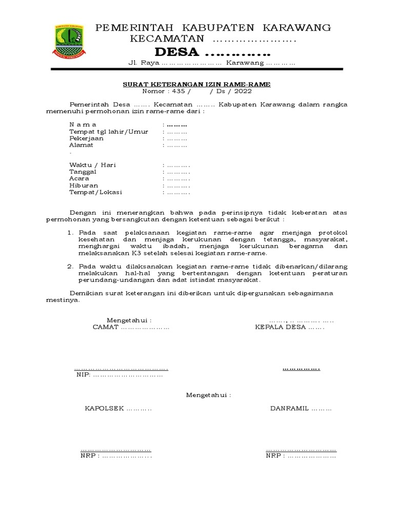 Izin Rame - Rame Kosongan | PDF