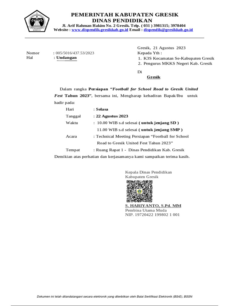 Surat Undangan TM GU 2023 | PDF