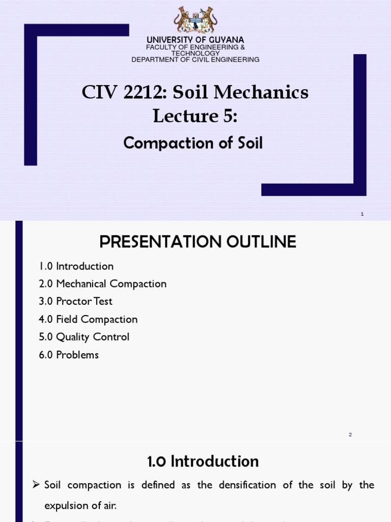 CIV 2212 Lecture 5 Compaction of Soil | PDF