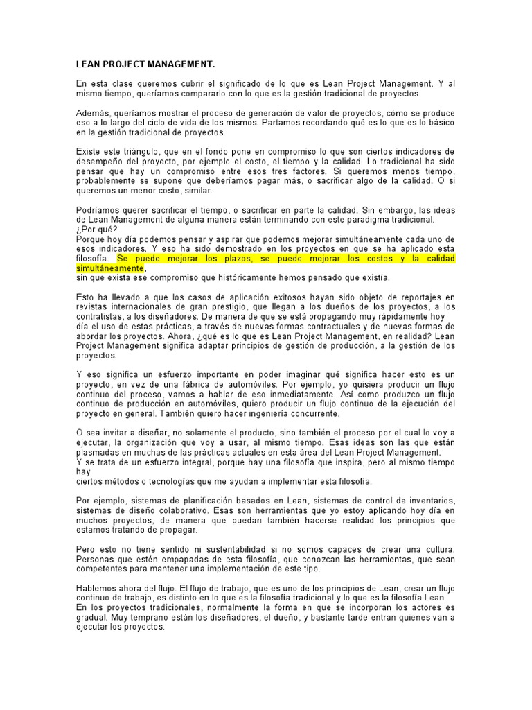 Lean Project Management | PDF | Gestión de proyectos