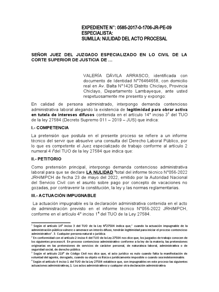 Demanda de Nulidad | PDF