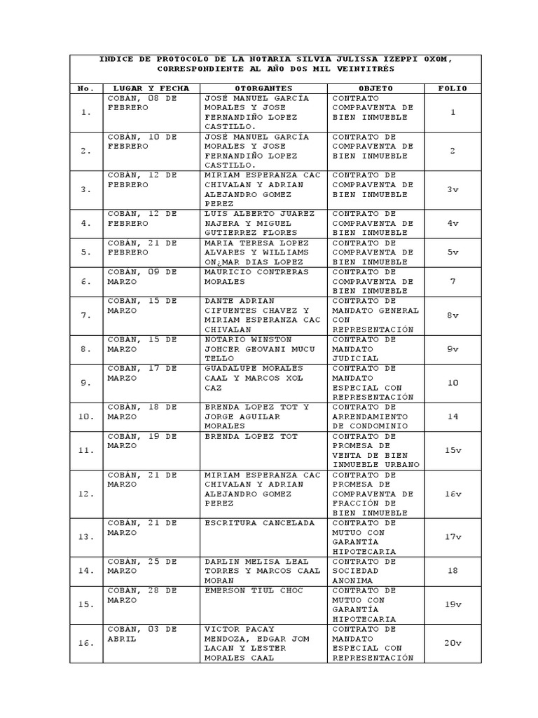 Indice de Protocolo | PDF
