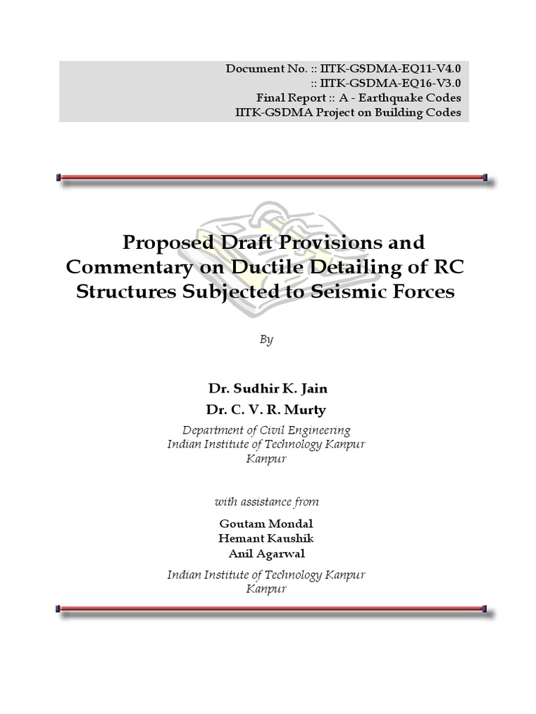 Iitk Gsdma - Proposed Draft in Ductile Detailing | PDF | Reinforced ...