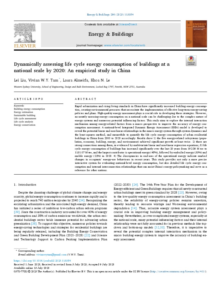 Dynamically Assessing Life Cycle Energy Consumption of Buildings at A ... Dynamically Assessing Life Cycle Energy Consumption of Buildings at A ...