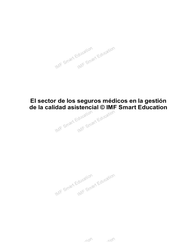 El Sector De Los Seguros Médicos En La Gestión De La Calidad Pdf