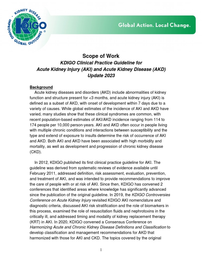 KDIGO AKI AKD Guideline Scope of Work 2023 Final | PDF | Diseases And ... KDIGO AKI AKD Guideline Scope of Work 2023 Final | PDF | Diseases And ...