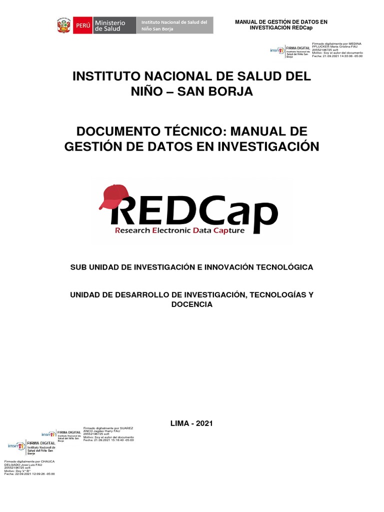 RD #000192-2021-DG-INSNSB Manual de REDcap | PDF