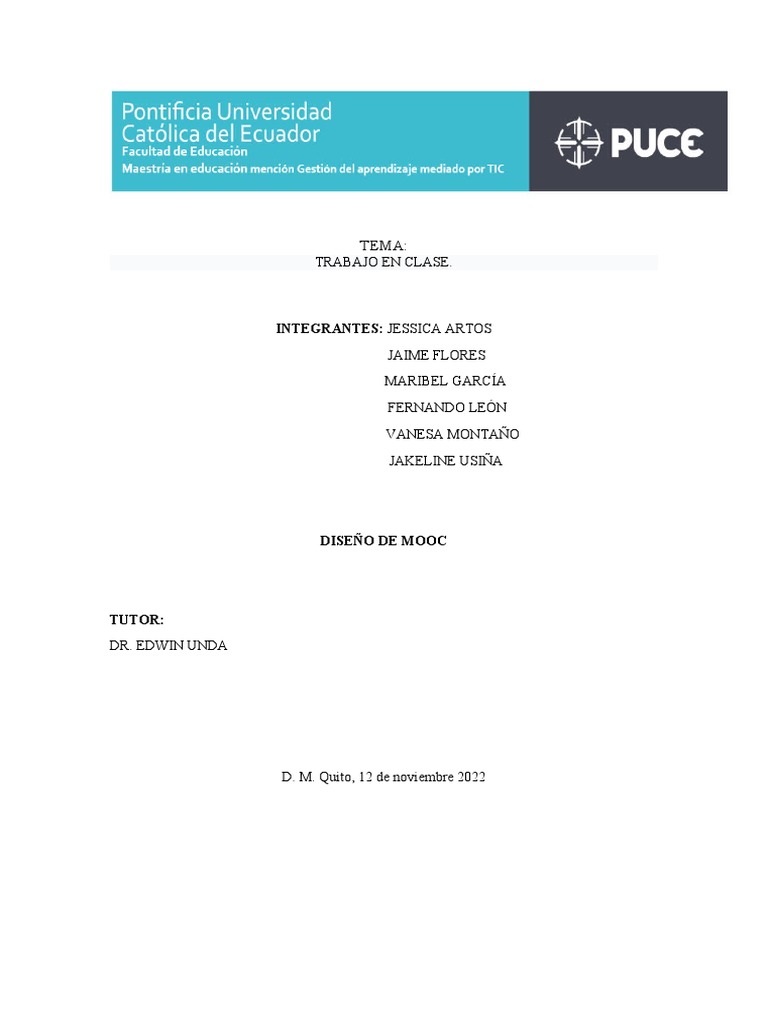 Diseño de MOOC en Trabajo de Clase | PDF