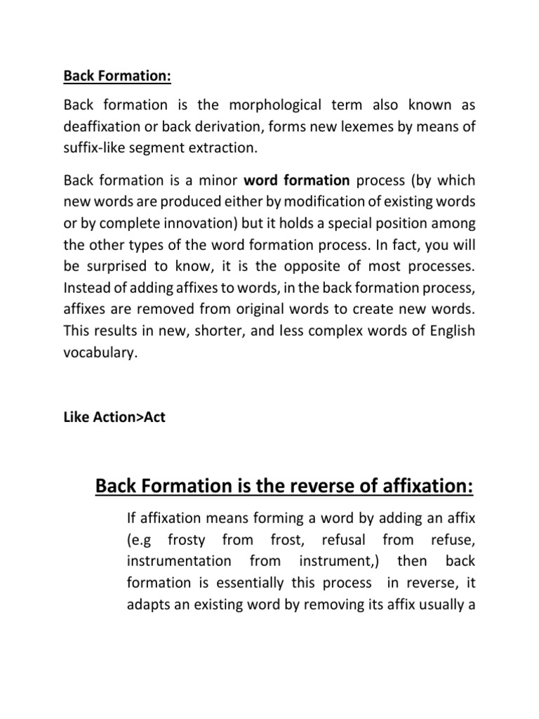Back Formation | PDF