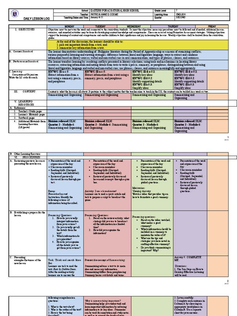 Module 6 (Summarizing Key Points) | PDF | Reading Comprehension | Information
