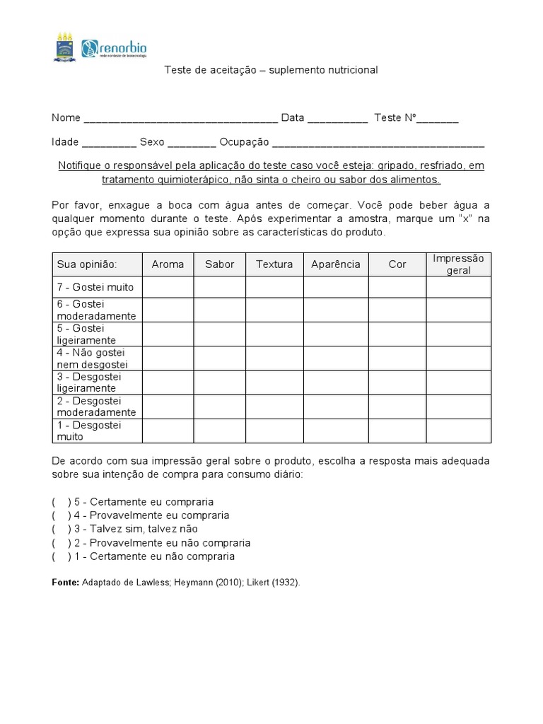 FORMULÁRIO ESCALA HEDÔNICA v1 | PDF